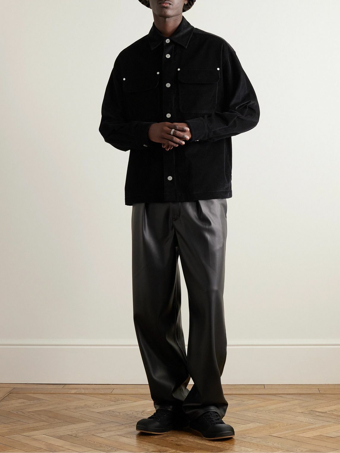 Palm Angels - Logo-Embroidered Cotton-Corduroy Overshirt - Black Palm ...