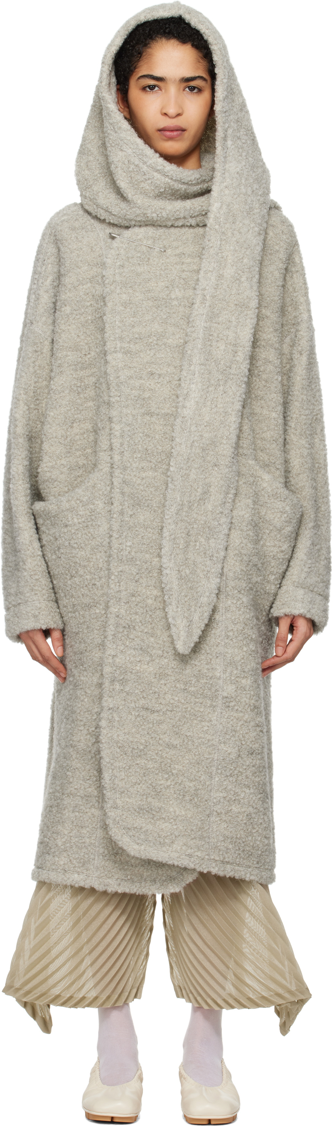 ISSEY MIYAKE Gray Raw Wool Loop Yarn Coat Issey Miyake Men
