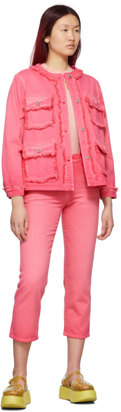 MSGM Pink Frayed Denim Jacket MSGM