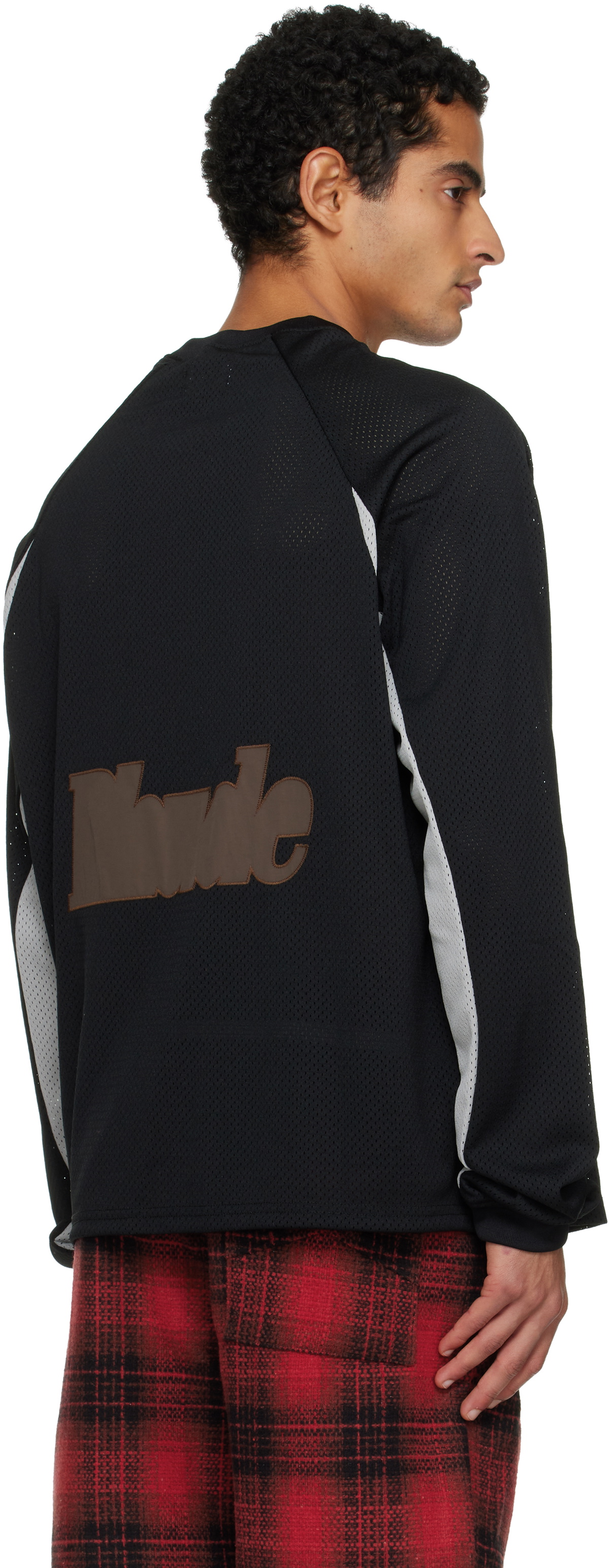 Rhude Black & Gray Mesh Moto LS T-shirt Rhude