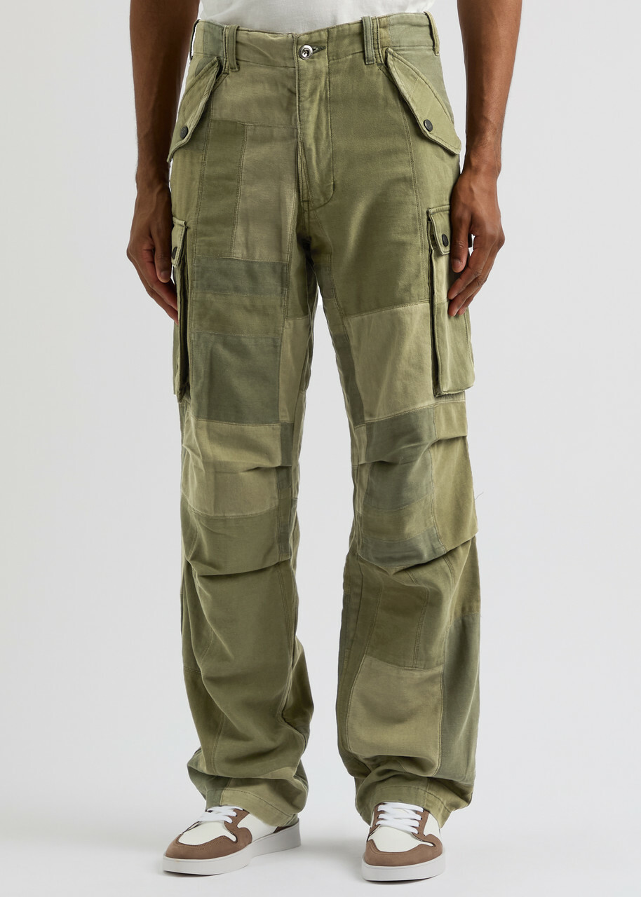 Gallery Dept. Marcus Patchwork Cotton Cargo Trousers Green Gallery Dept.