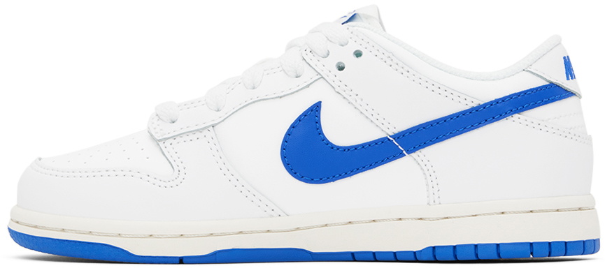 Nike Kids White & Blue Dunk Low Little Kids Sneakers Nike