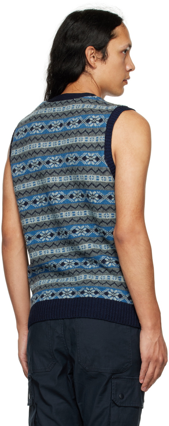 BEAMS PLUS Gray Fair Isle Vest Beams Plus