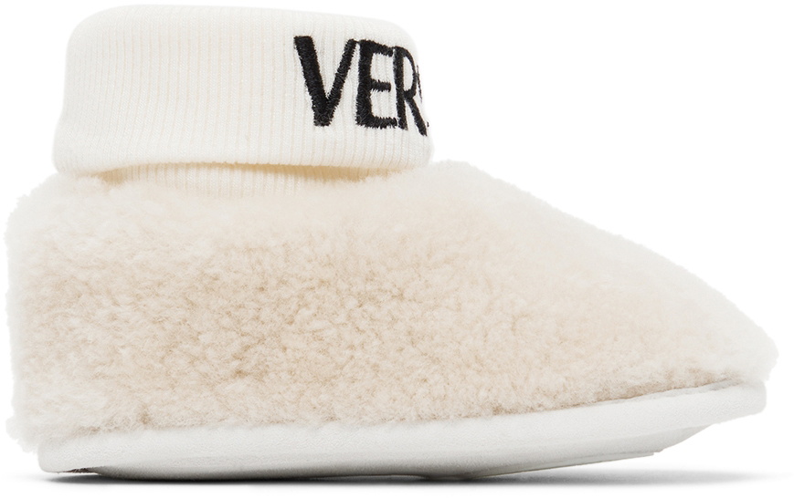 Versace Baby Off-White Embroidered Pre-Walkers Versace
