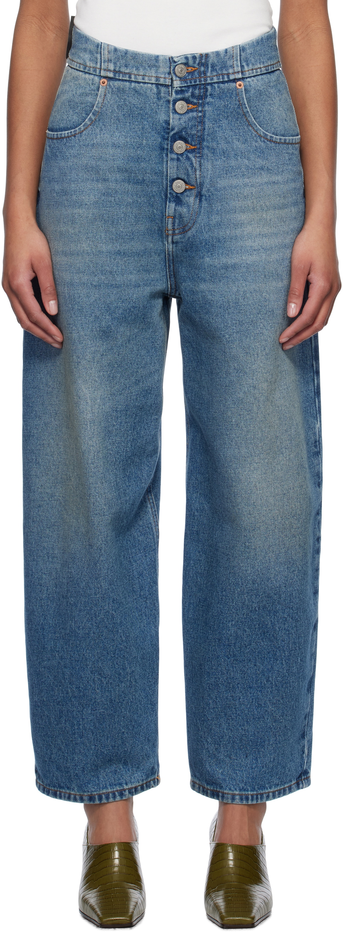 MM6 Maison Margiela Blue Button Jeans MM6 Maison Margiela
