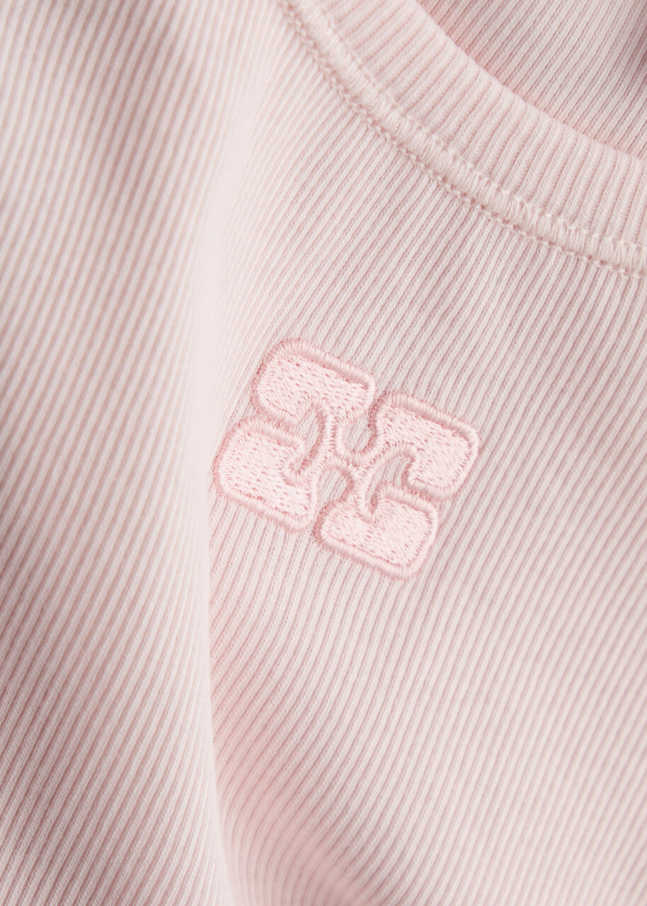 Ganni Logo-embroidered Stretch-cotton Tank Light Purple GANNI