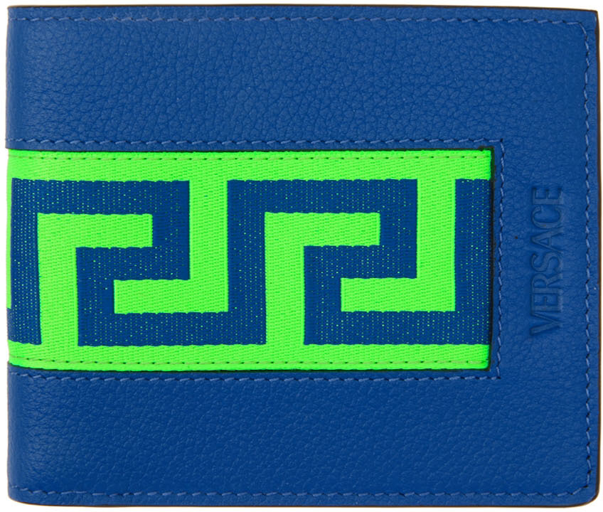 Versace Blue Greca Bifold Wallet Versace