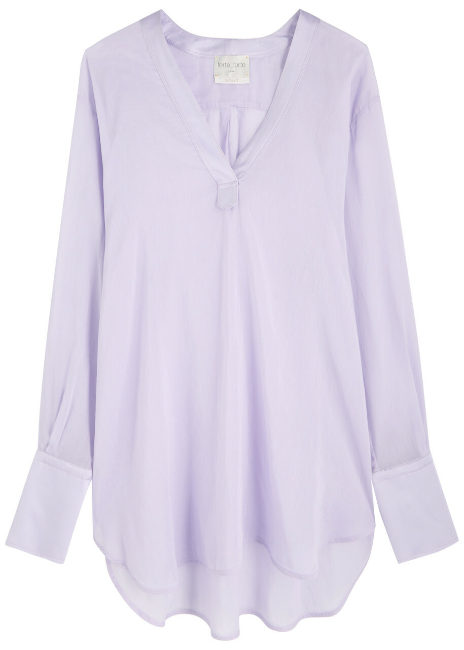 Forte_forte Semi-sheer Cotton-blend Voile Shirt Lilac Forte Forte