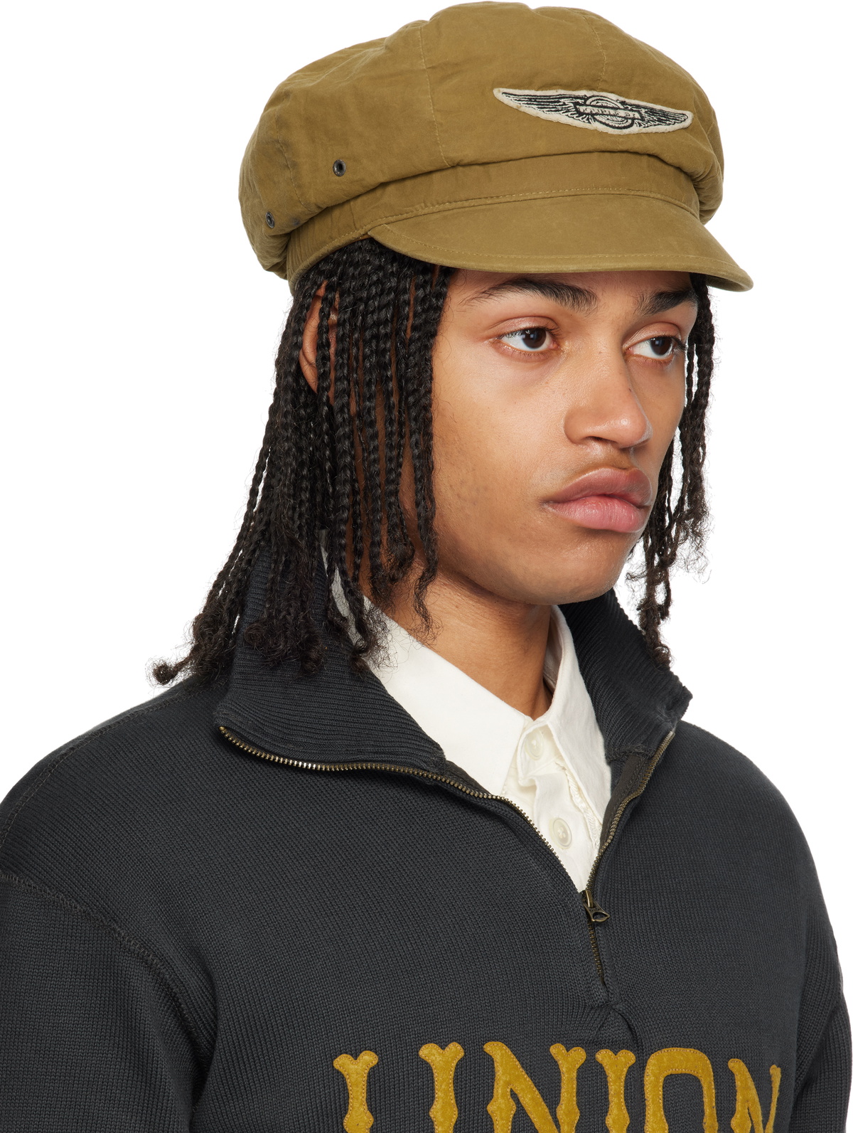 RRL Tan Oilcloth Motorcycle Cap RRL
