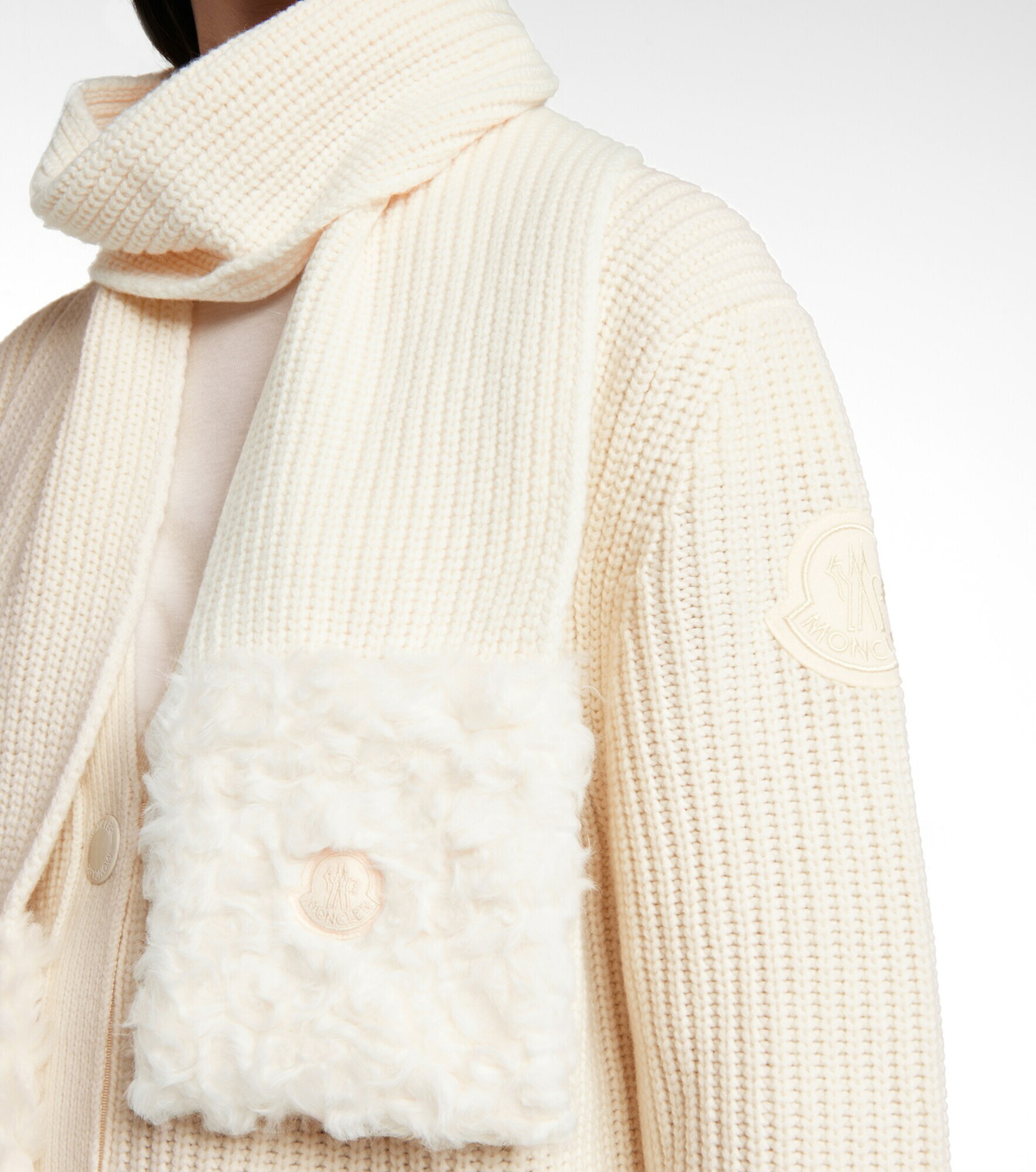 Moncler - Faux fur, wool and cashmere scarf Moncler