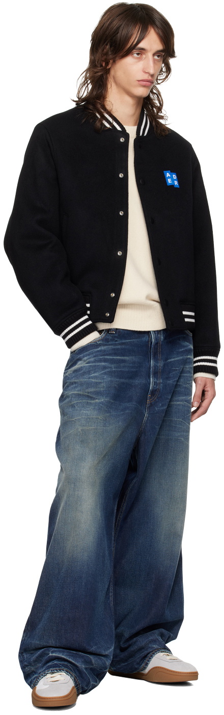 ADER error Black TRS Tag Varsity Bomber Jacket ADER error