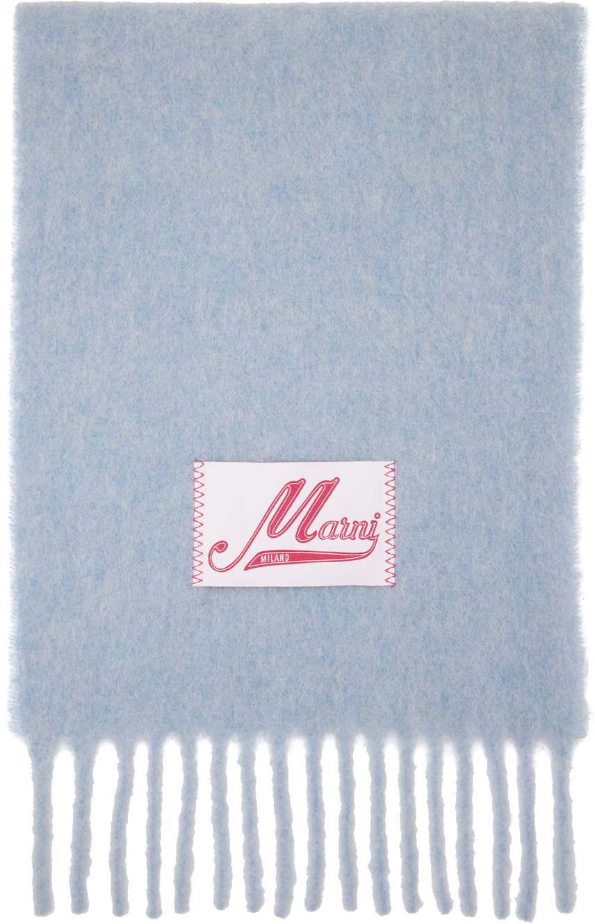 Marni Blue Fringed Scarf Marni
