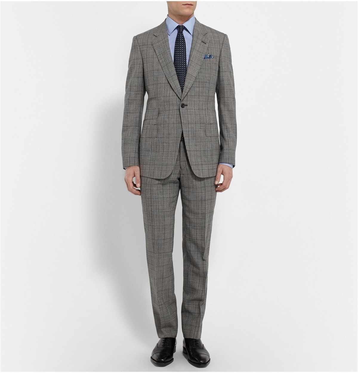 Kingsman - Grey Slim-Fit Single-Breasted Prince of Wales Checked Suit ...