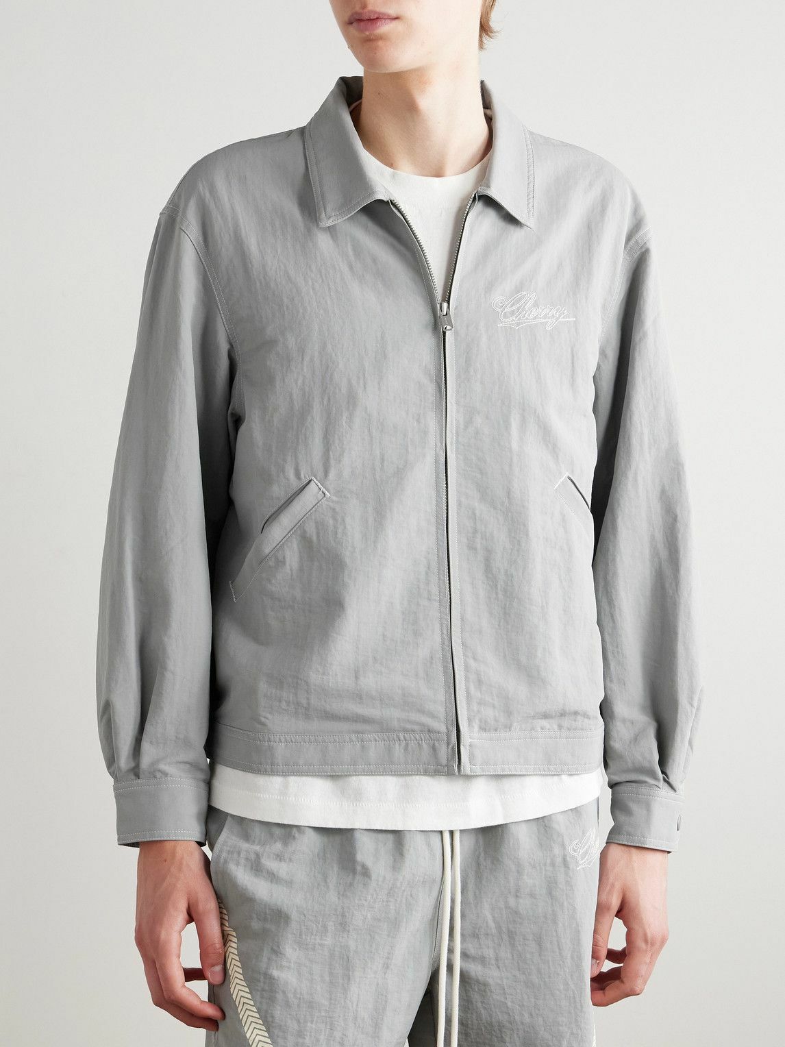 Cherry Los Angeles - Logo-Embroidered Shell Jacket - Gray CHERRY LA