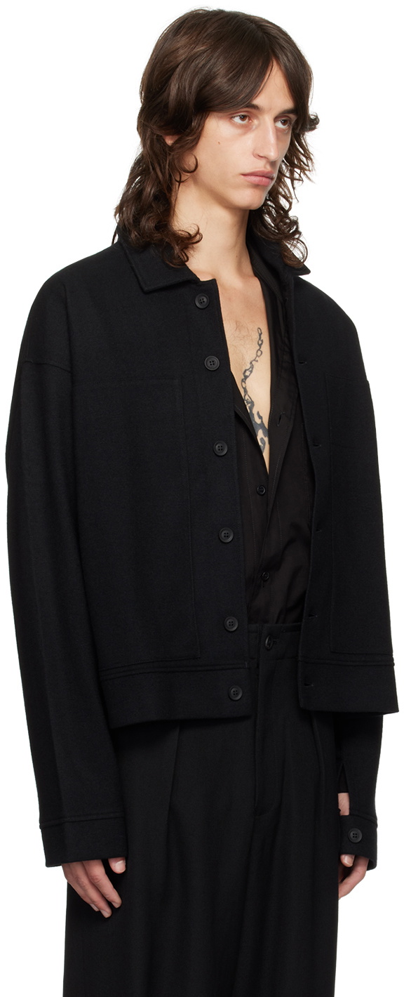 YOHJI YAMAMOTO Black Spread Collar Jacket Yohji Yamamoto