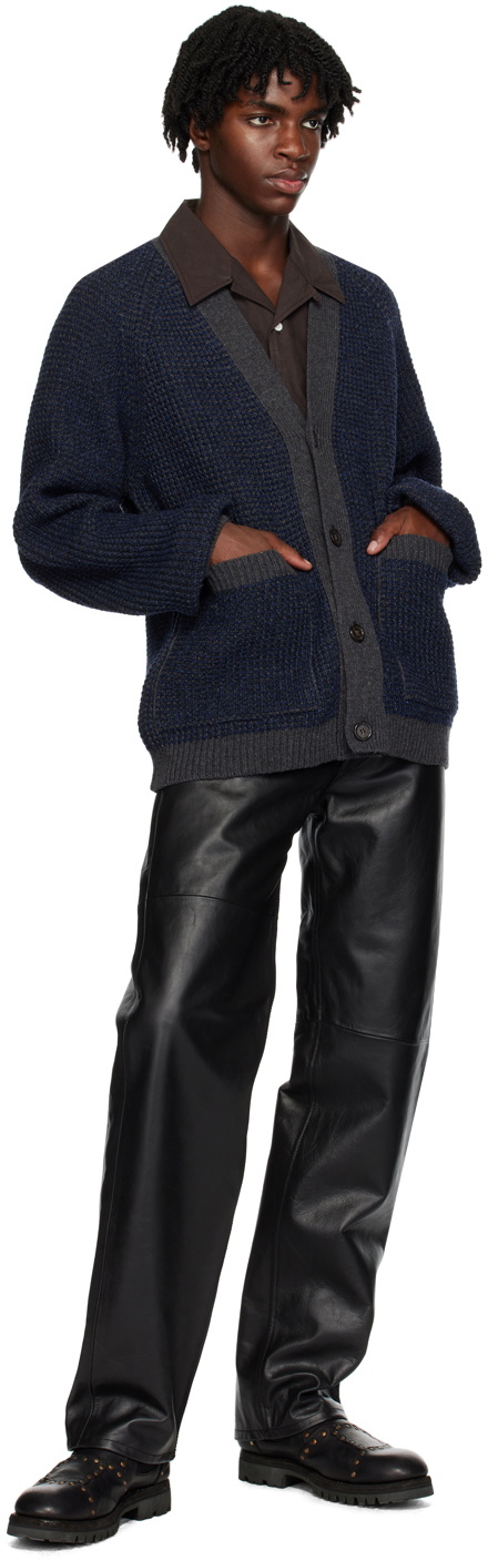 Universal Works Navy & Gray Patch Cardigan Universal Works