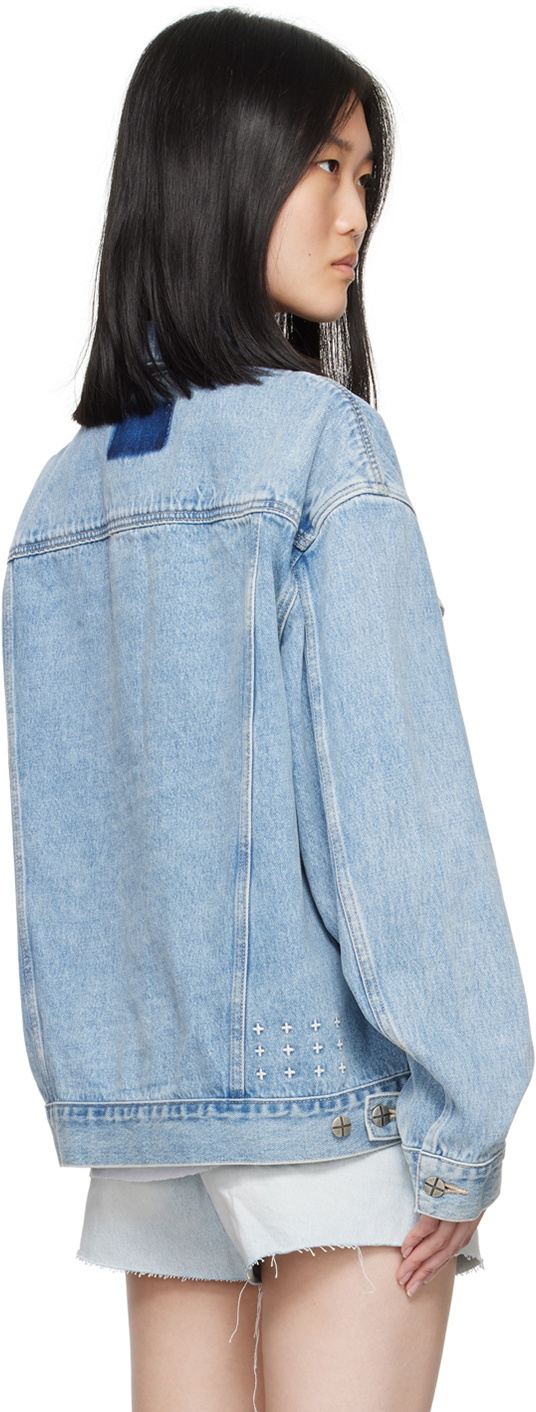 Ksubi Blue Oversized Torn Up Denim Jacket Ksubi