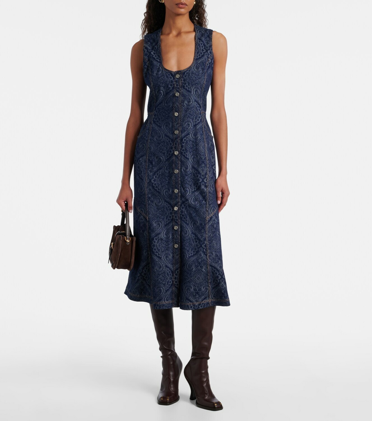 Etro Printed denim midi dress Etro