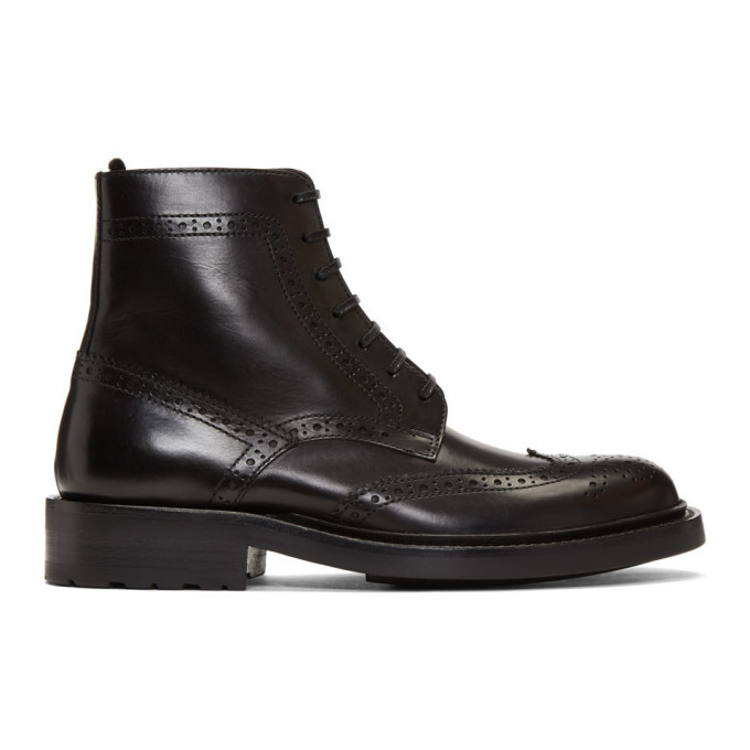 Saint Laurent Black Army Brogues Boots Saint Laurent