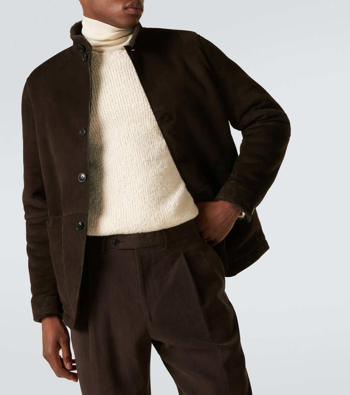 Zegna Il Conte shearling-trimmed suede jacket Zegna