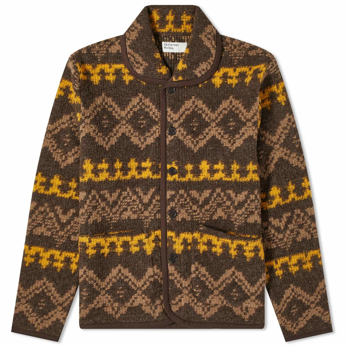 Universal Works Men's Moroccan Rug Fleece Lancaster Jacket in Brown ...
