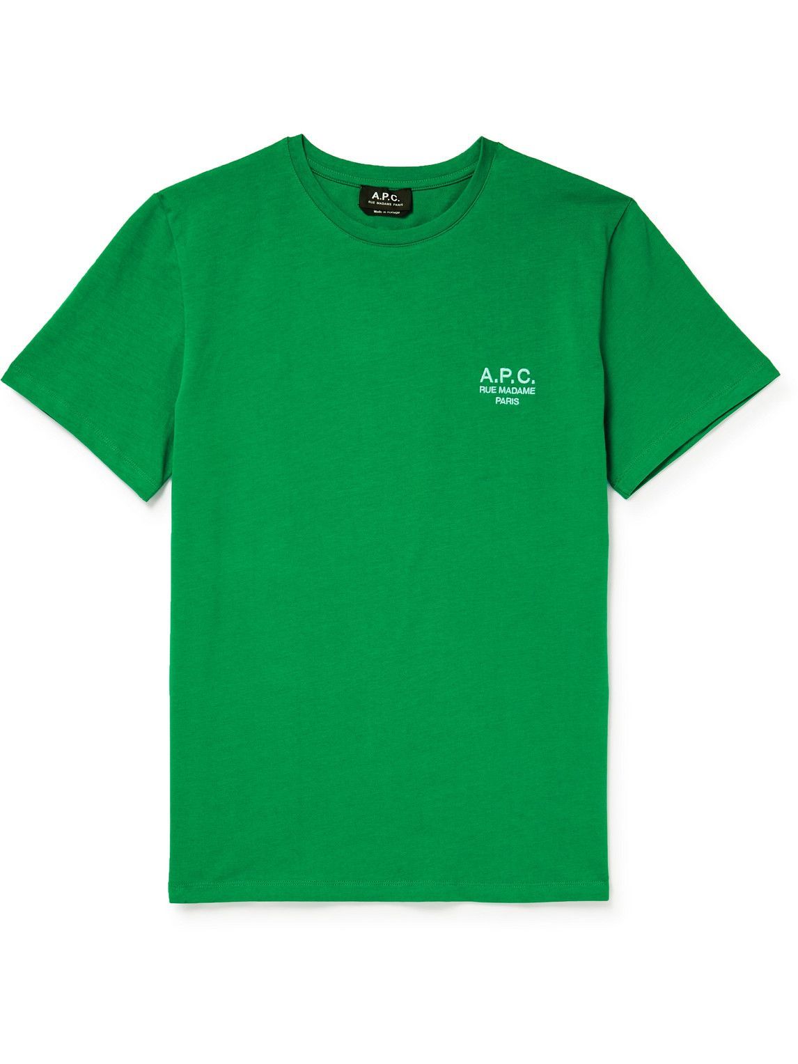 A.P.C. - Logo-Embroidered Cotton-Jersey T-Shirt - Green A.P.C.