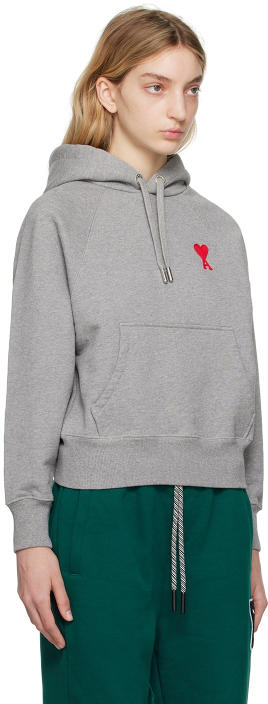 AMI Paris Gray Ami de Cœur Hoodie AMI