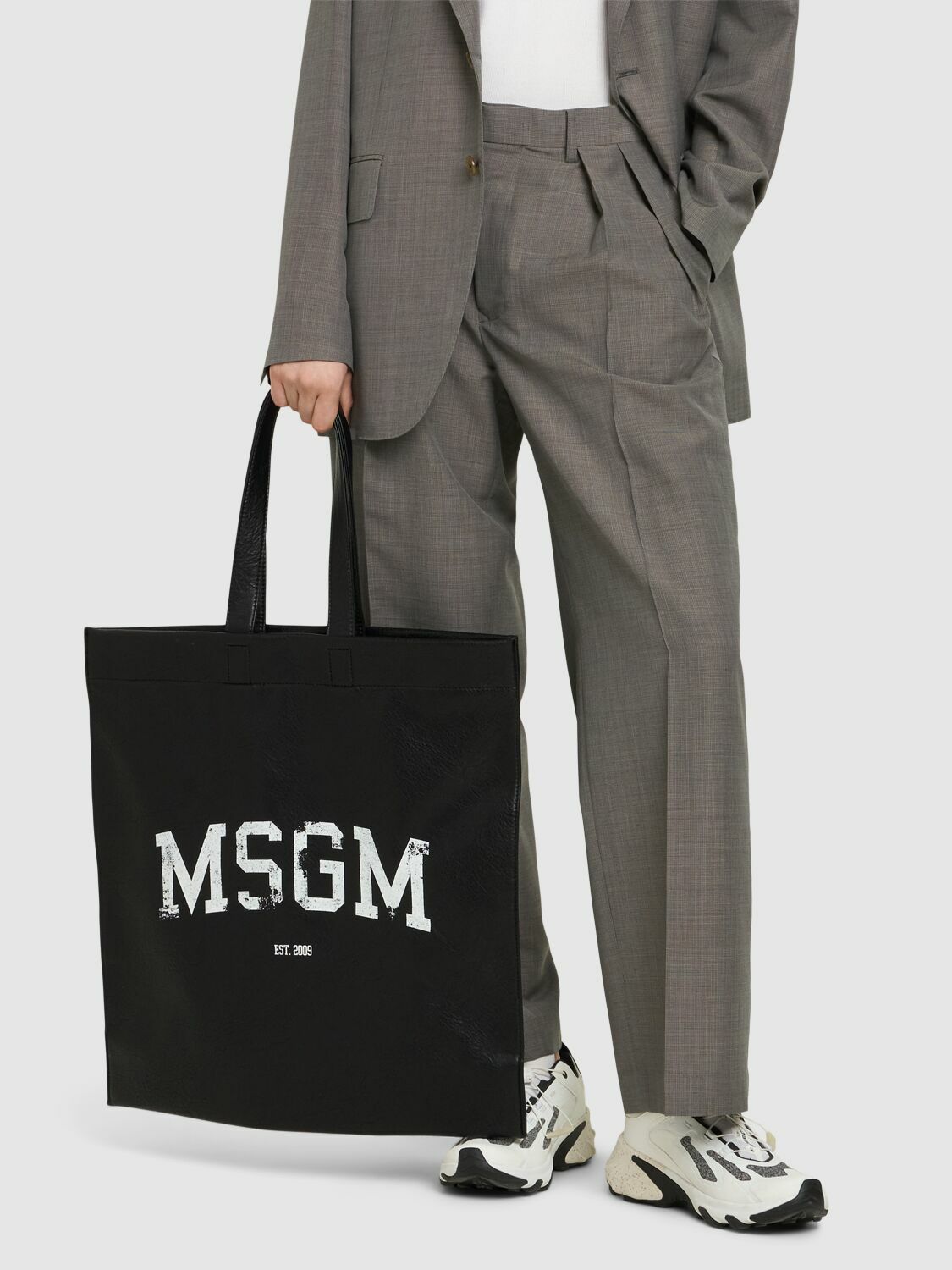 MSGM Max Logo Faux Leather Tote Bag MSGM