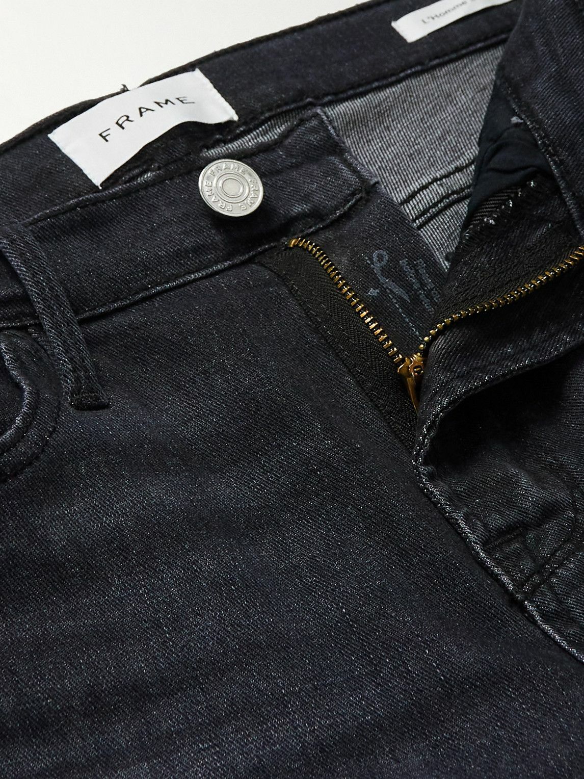 FRAME - L'Homme Slim-Fit Stretch-Organic Denim Jeans - Black Frame Denim