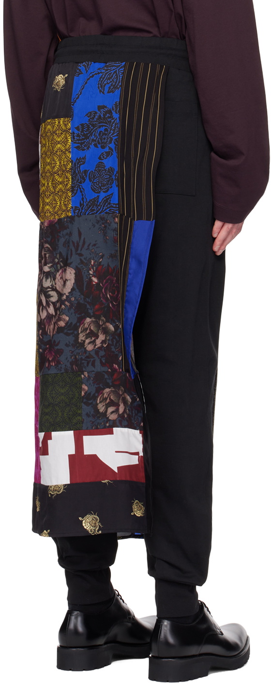 Dries Van Noten Black Patchwork Overlay Lounge Pants Dries Van Noten