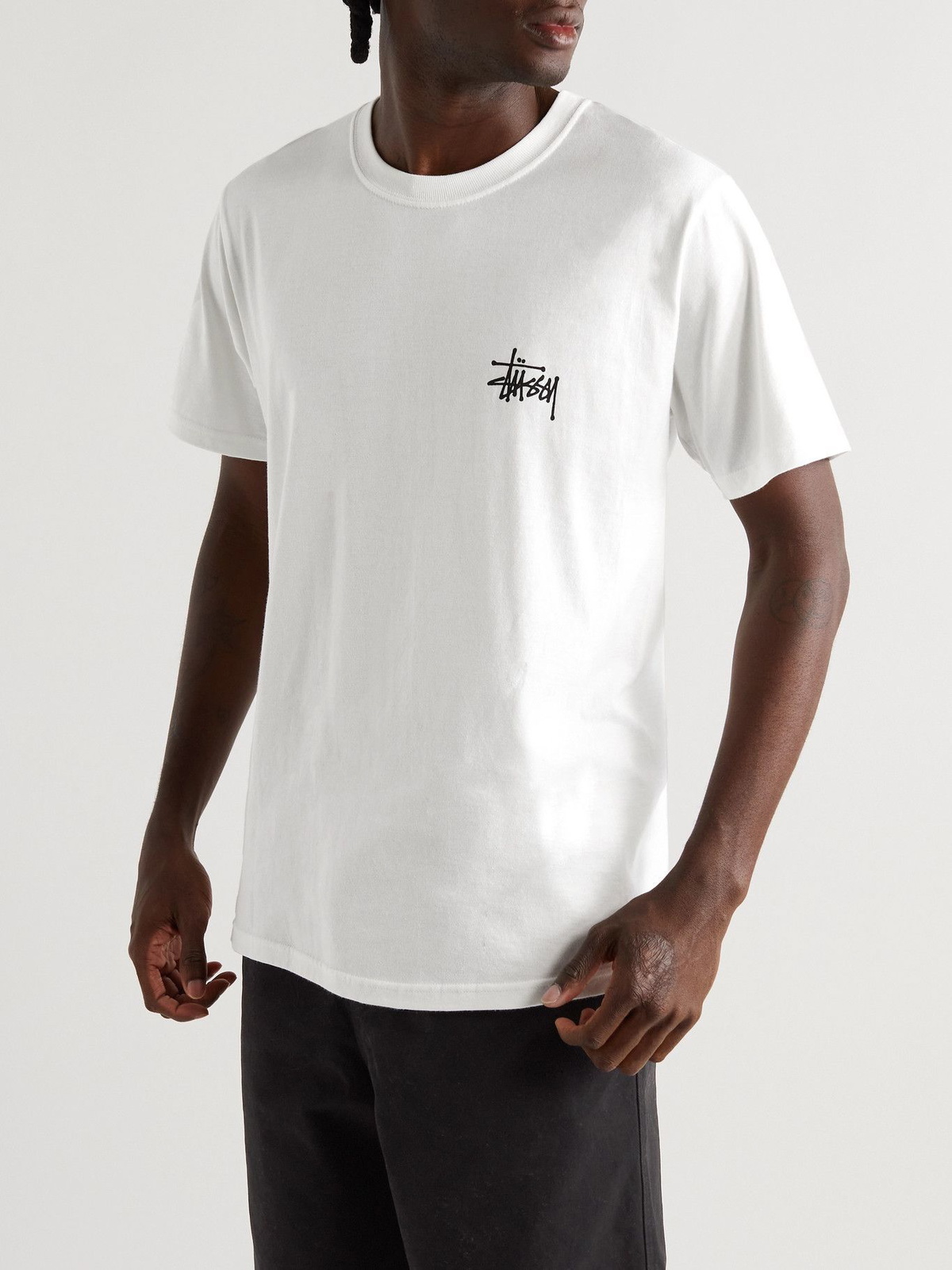 Stussy - Logo-Print Cotton-Jersey T-Shirt - White Stussy