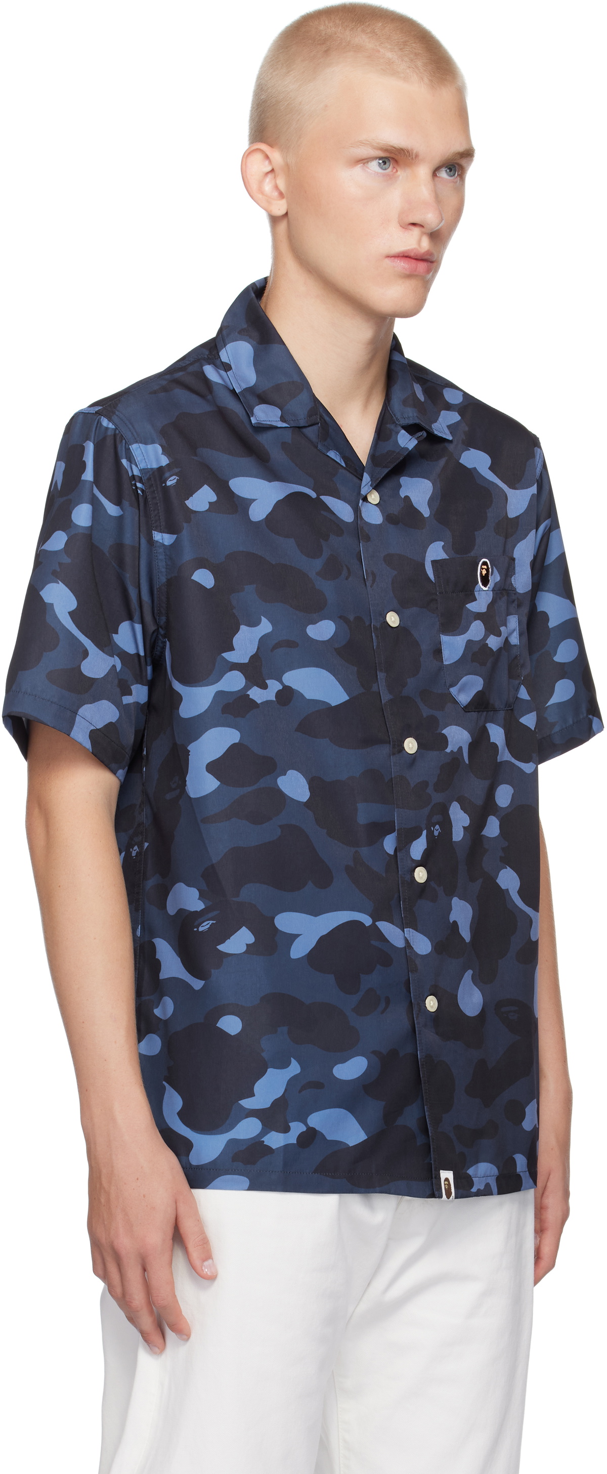 BAPE Navy Color Camo Ape Head One Point Shirt A Bathing Ape