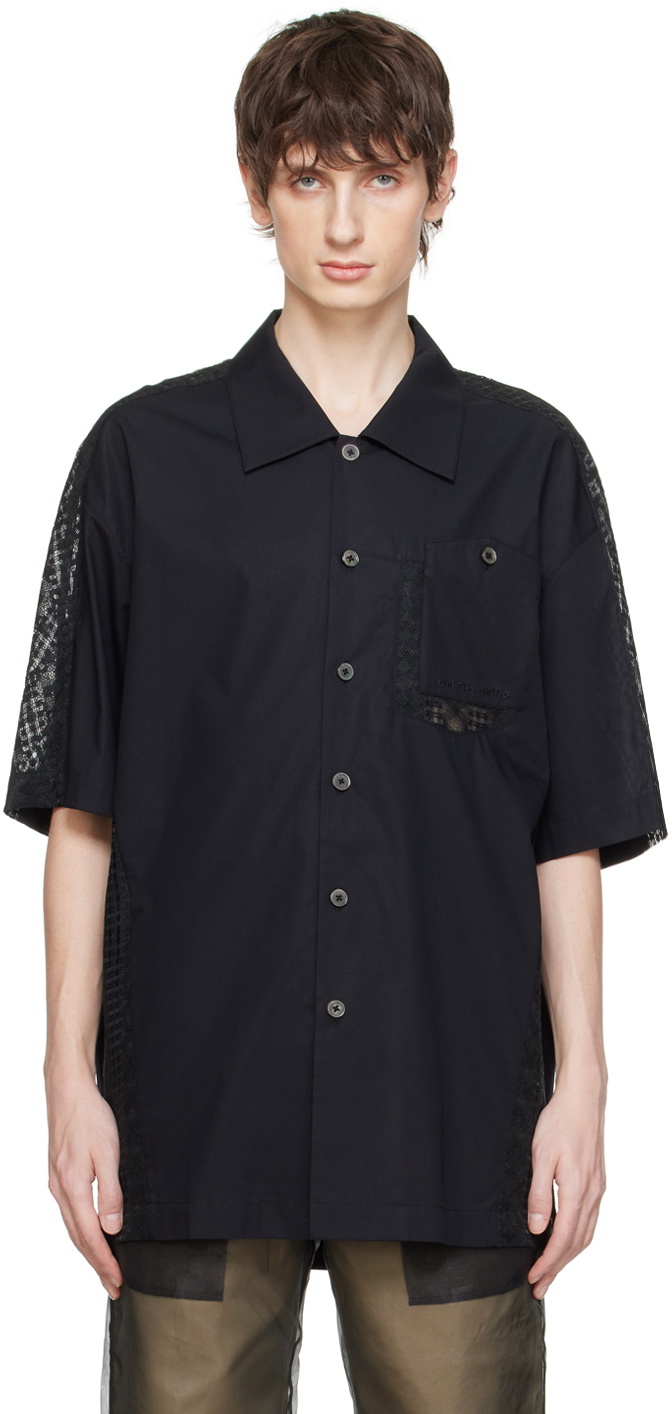 Feng Chen Wang Black Lace Overlay Shirt Feng Chen Wang