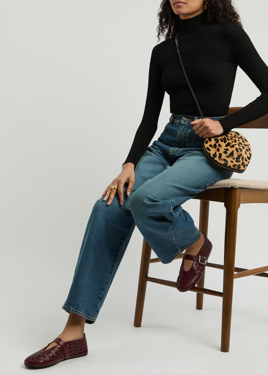 Alaïa Vienne Laser-cut Leather Ballet Flats Burgundy ALAÏA