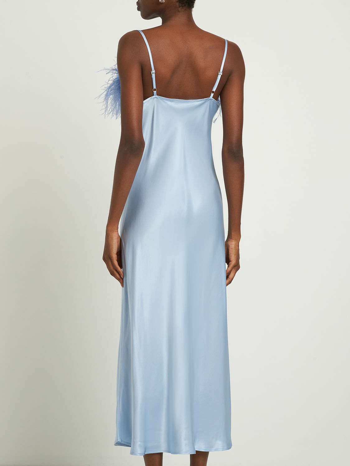 SLEEPER - Boheme Slip Midi Dress W/ Feathers Sleeper