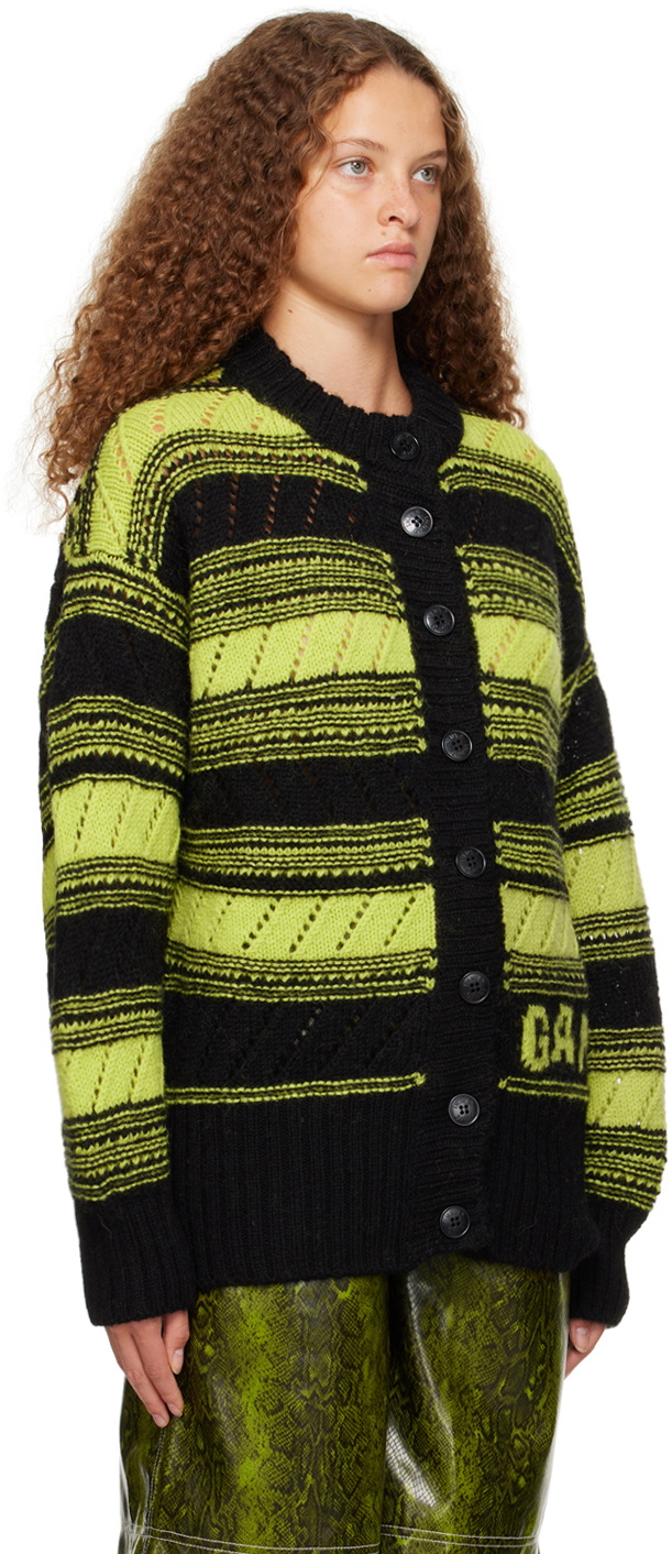 GANNI Green & Black Striped Cardigan GANNI