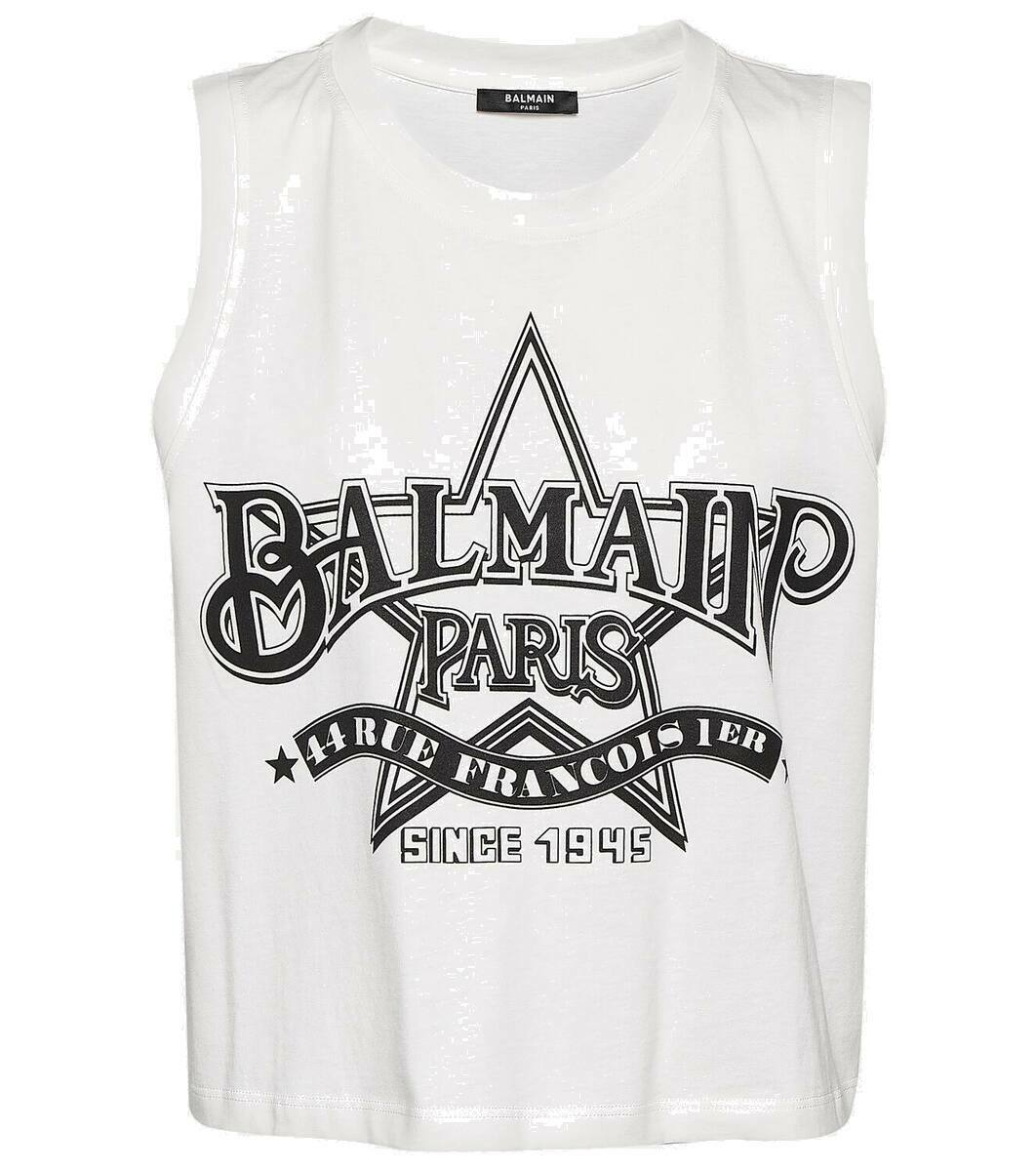 Balmain Logo cotton jersey crop top Balmain