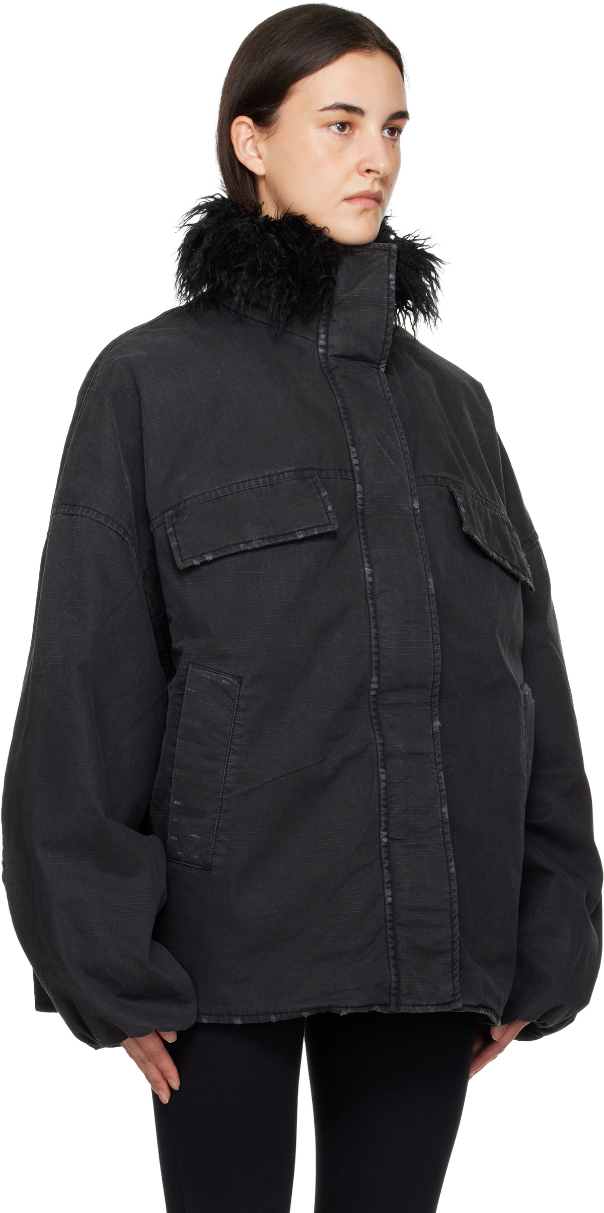 Acne Studios Black Coated Jacket Acne Studios