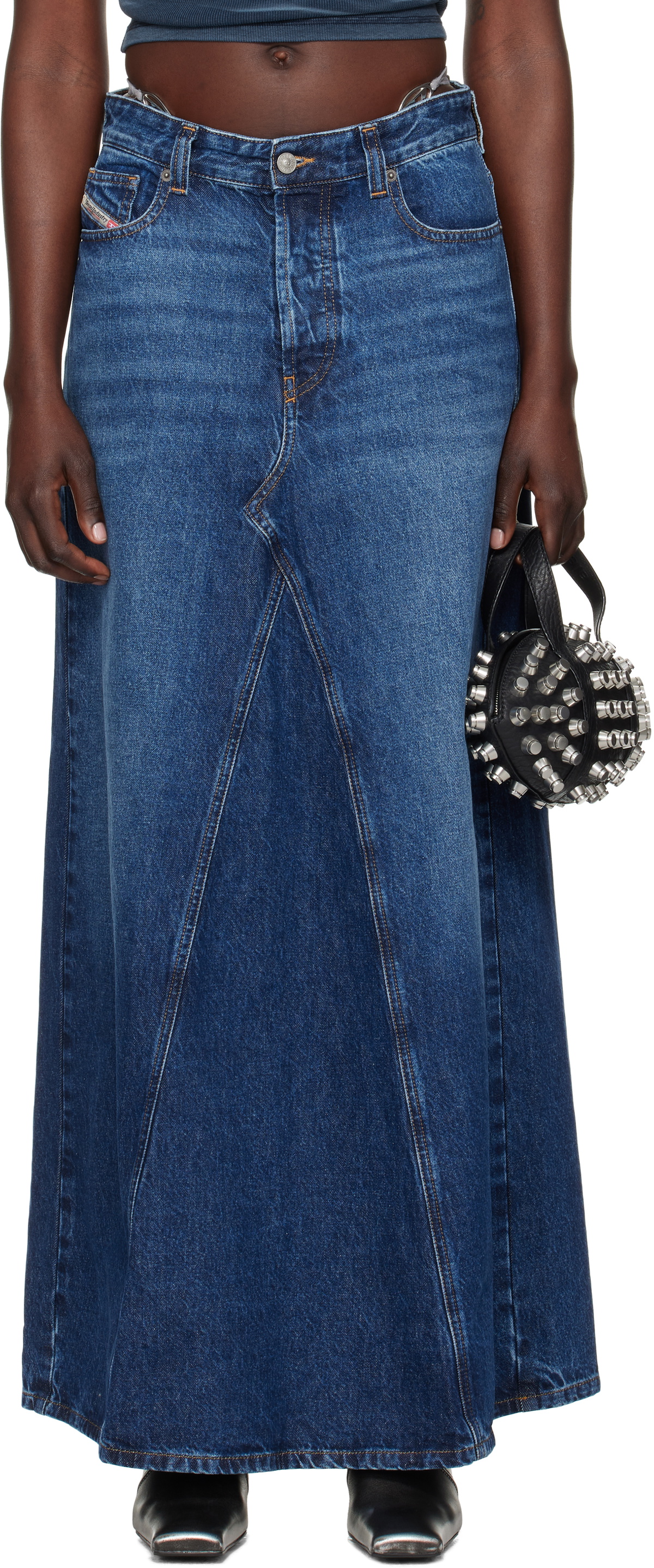 Diesel Blue De-Pago Denim Maxi Skirt Diesel