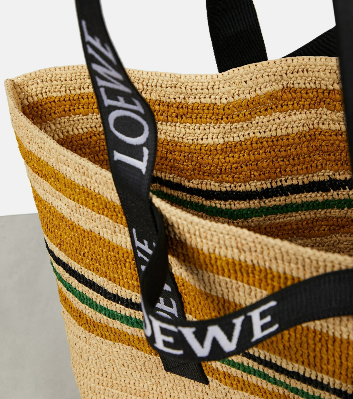 Loewe - Striped raffia tote bag Loewe