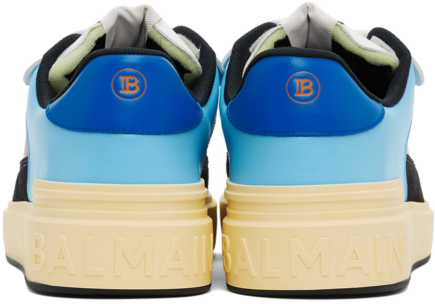 Balmain Blue & Red Calfskin B-Court Flip Prince Gyasi Print Sneakers ...