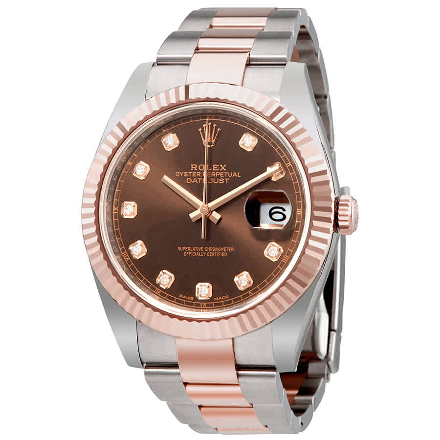 Rolex Datejust 41 Chocolate Diamond Dial Steel and 18K Everose Gold ...