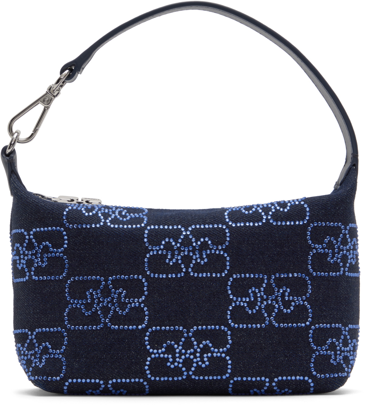 GANNI Navy Small Butterfly Denim Sparkle Bag GANNI