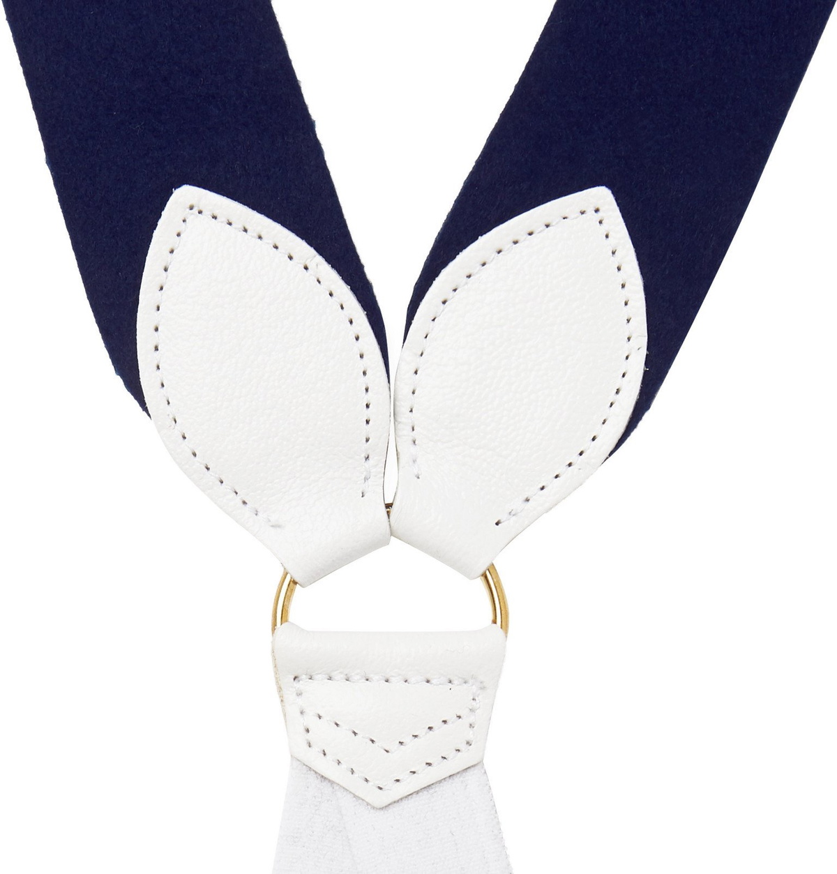 Anderson & Sheppard - Leather-Trimmed Felt Braces - Blue Anderson ...