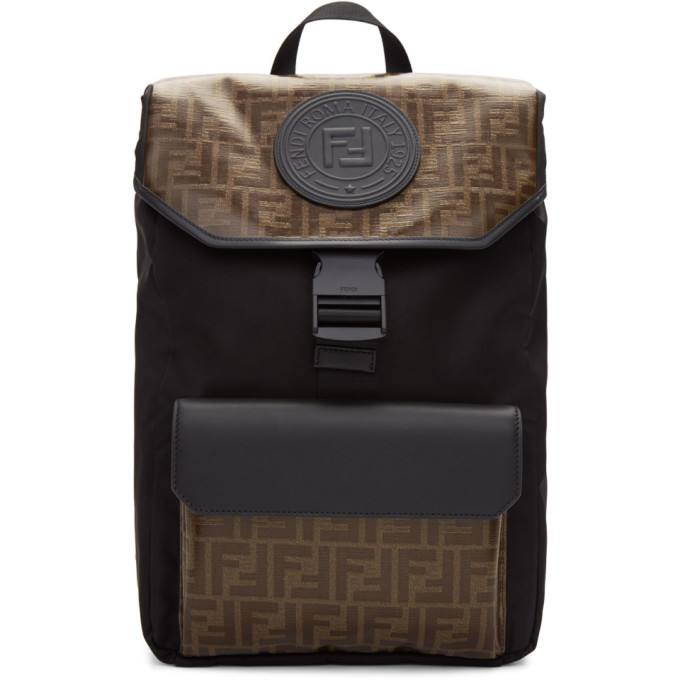 Fendi Black and Brown Forever Fendi Backpack Fendi