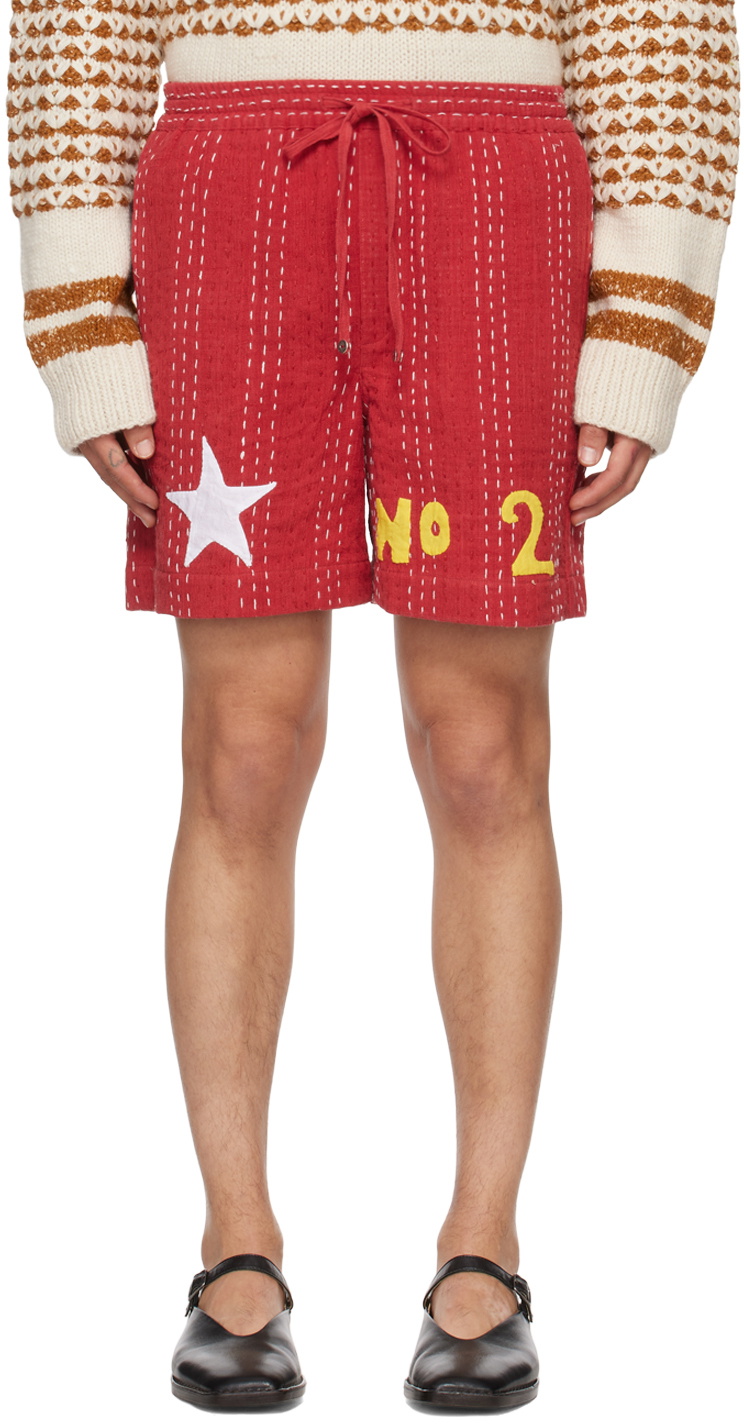 HARAGO Red Drawstring Shorts