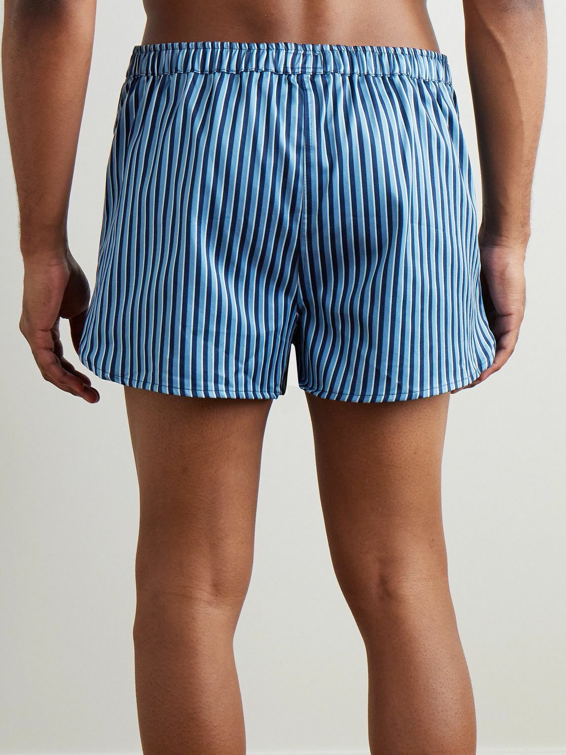 Derek Rose - Wellington Striped Cotton Boxer Shorts - Blue Derek Rose