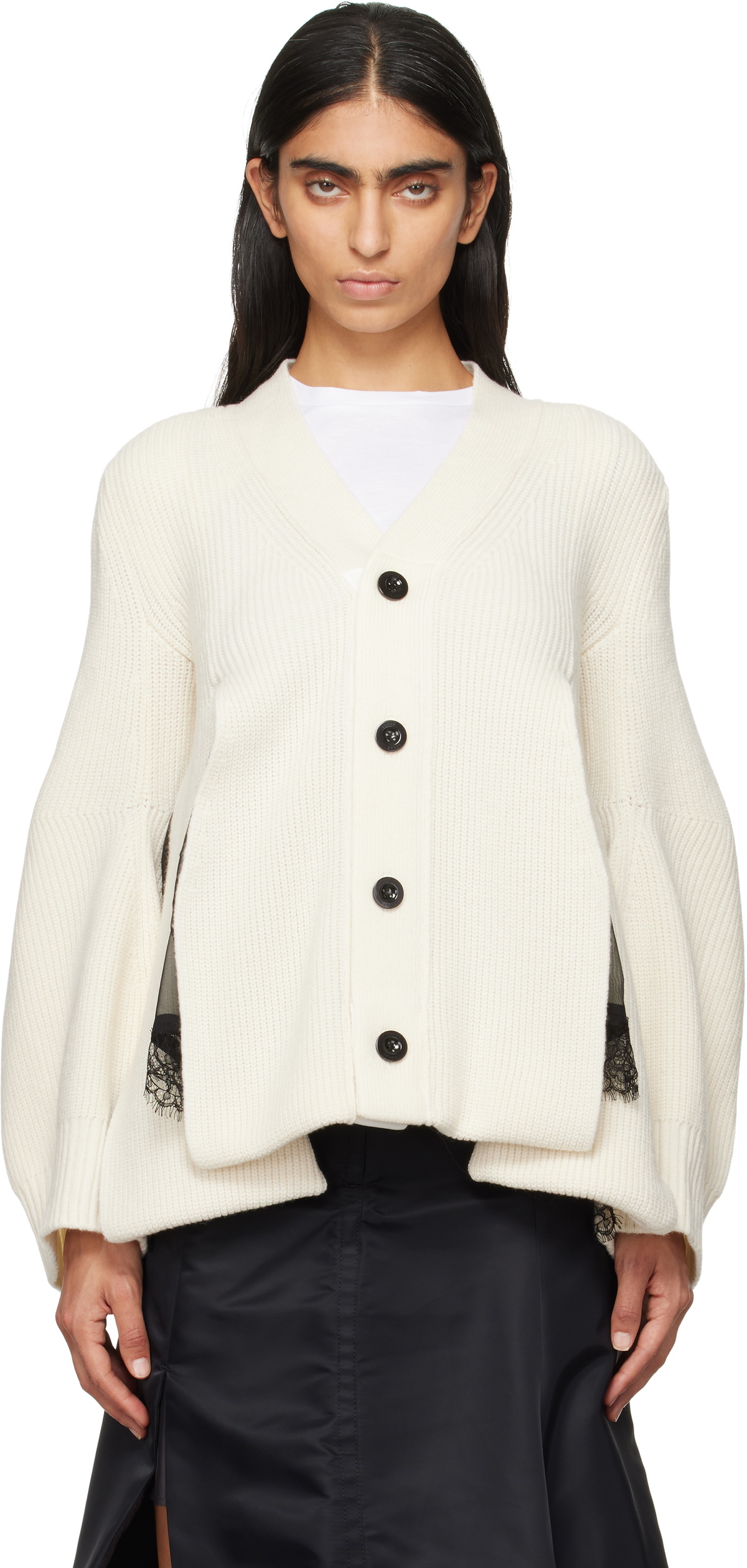 sacai Off-White Wool Knit Cardigan Sacai