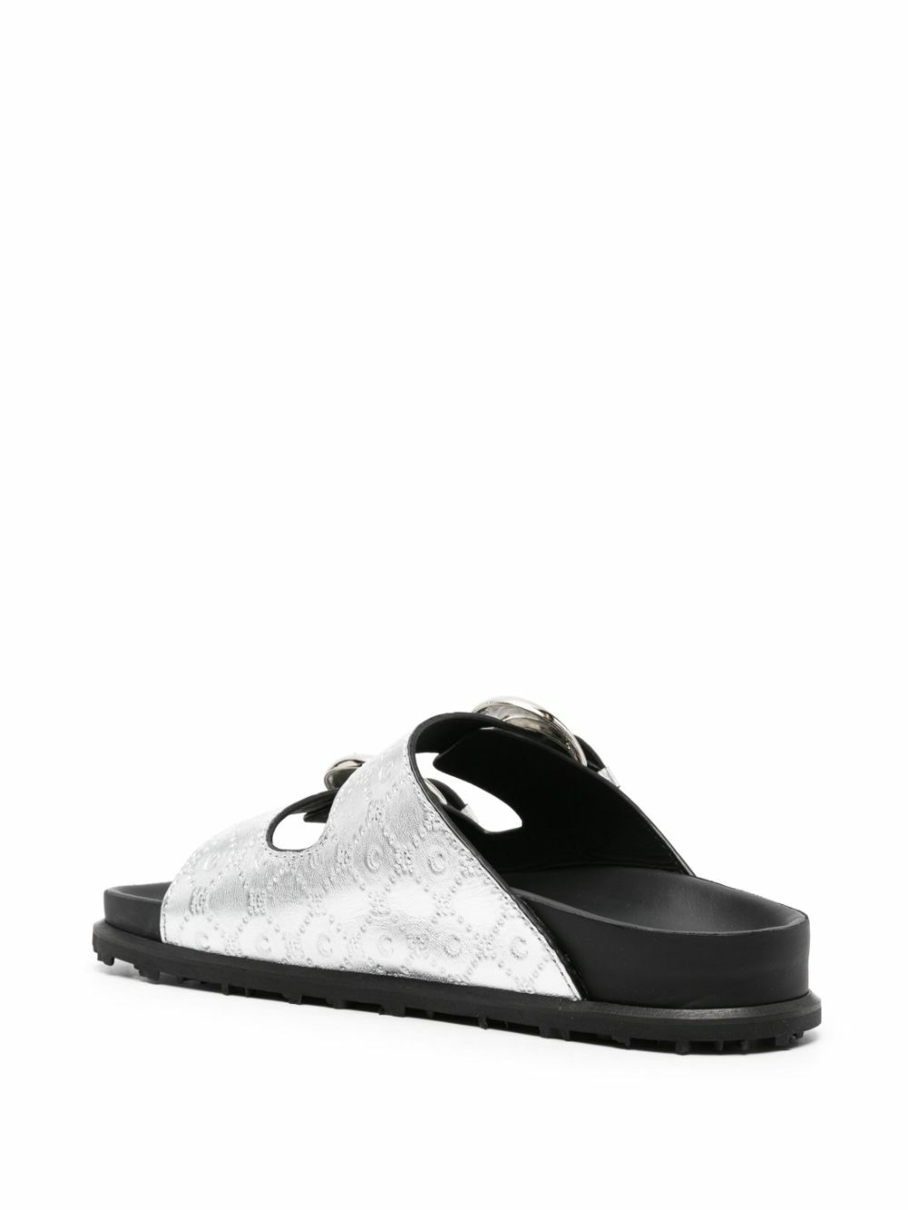 Marine Serre Silver-Tone MS Ground Leather Sandals Marine Serre