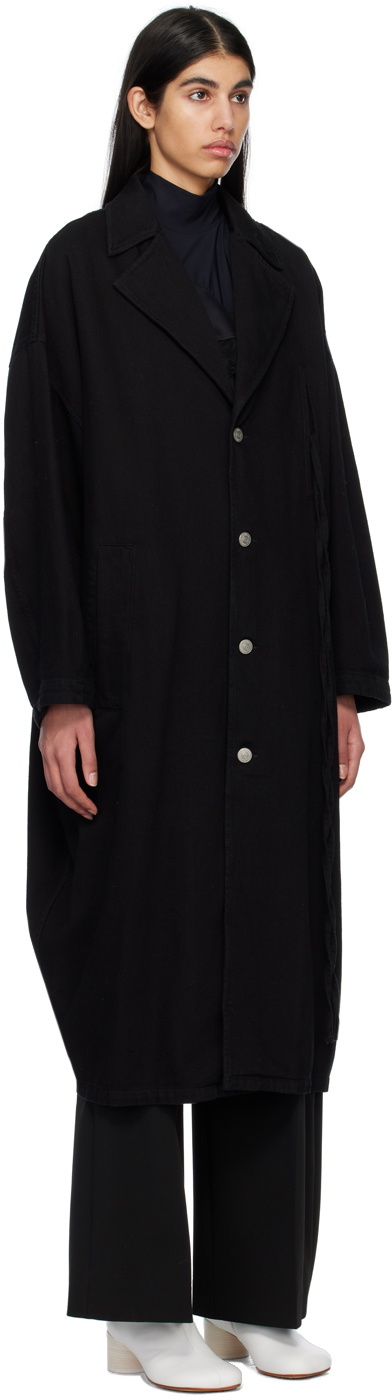 MM6 Maison Margiela Black Oversized Denim Coat MM6 Maison Margiela